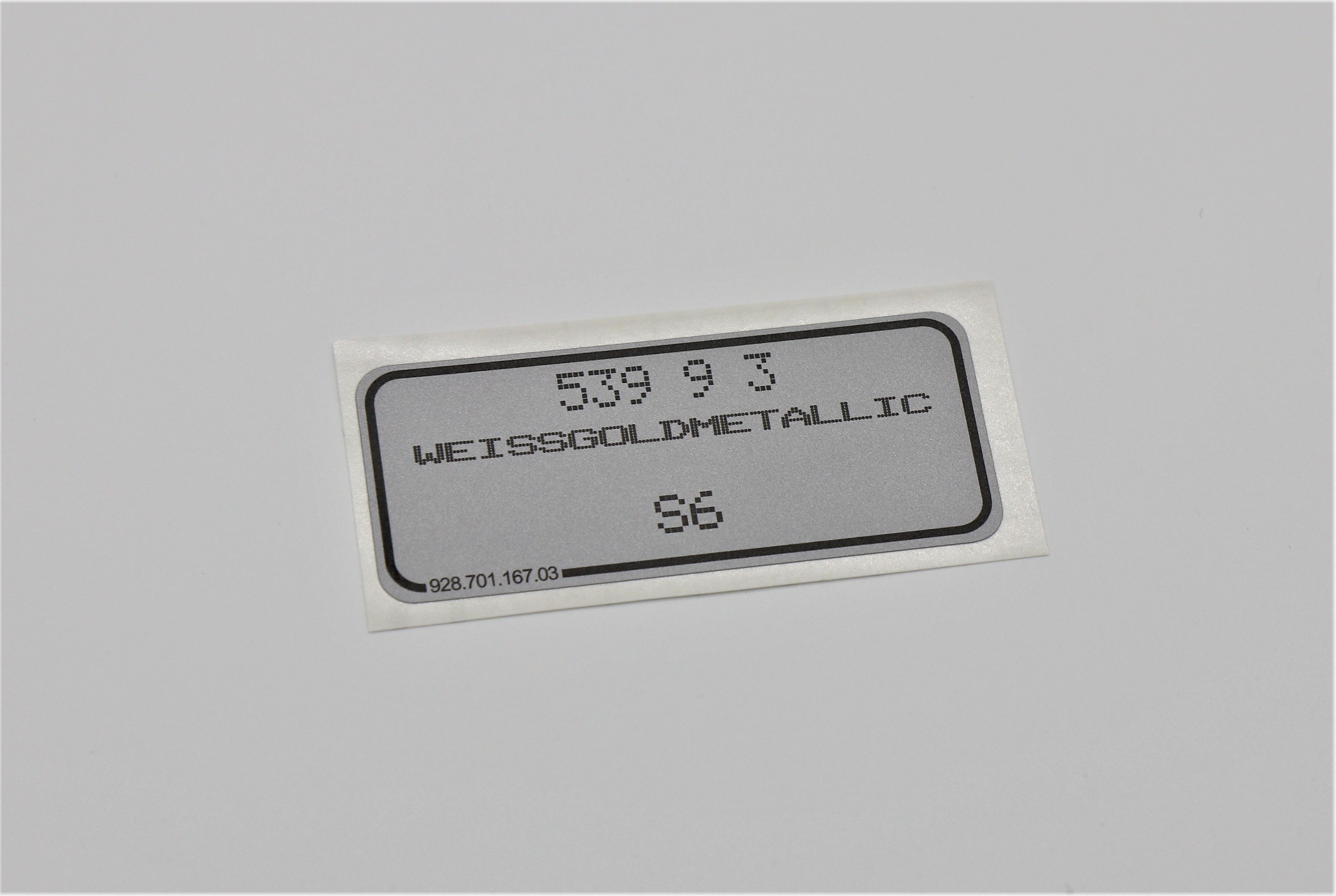 Sticker white gold metallic - Porsche color code 539 – 9zwo8
